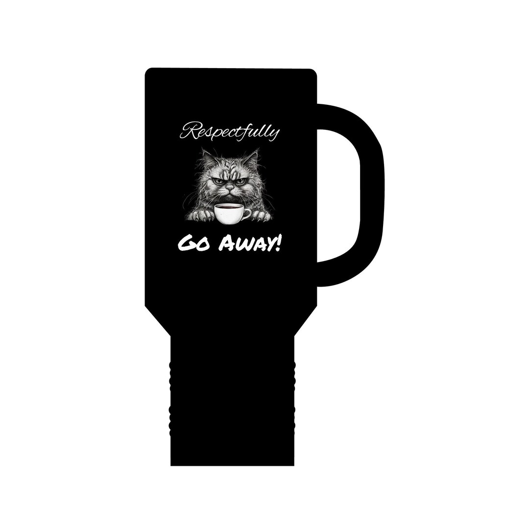 Angry Cat Coffee Travel Mug, Respectfully Go Away, Insulated Cup, Cat ...