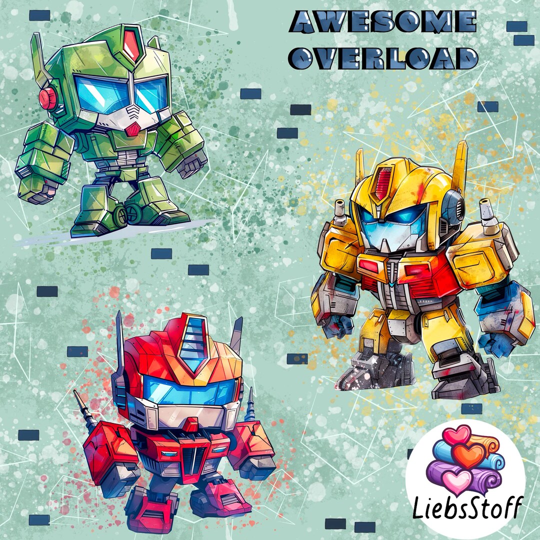 Children's Robots Autobots Grey Jersey Terry Muslin Organic Fabric Own ...