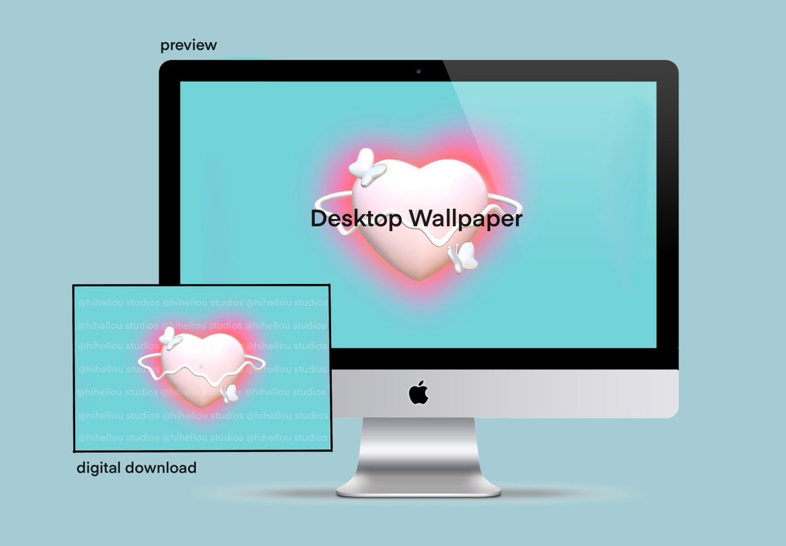 Desktop 3D Heart Gradient Wallpaper / Version B - Etsy