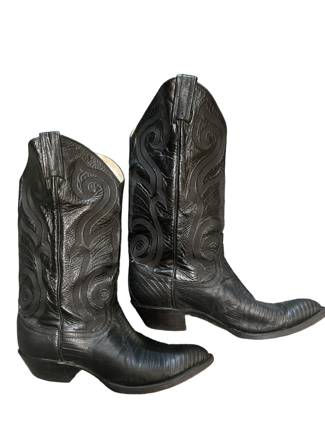 Vintage Larry Mahan Black Cowboy Boots - Etsy