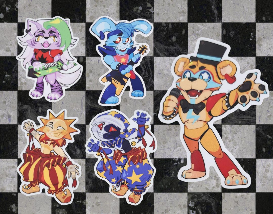 FNAF Security Breach Stickers Glamrock Freddy, Roxy, Bonnie, Sun, and ...