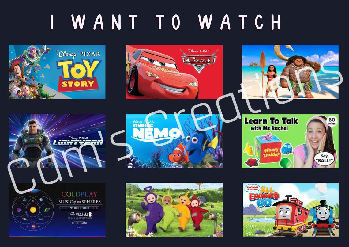 I Want to Watch Choice Board - Etsy