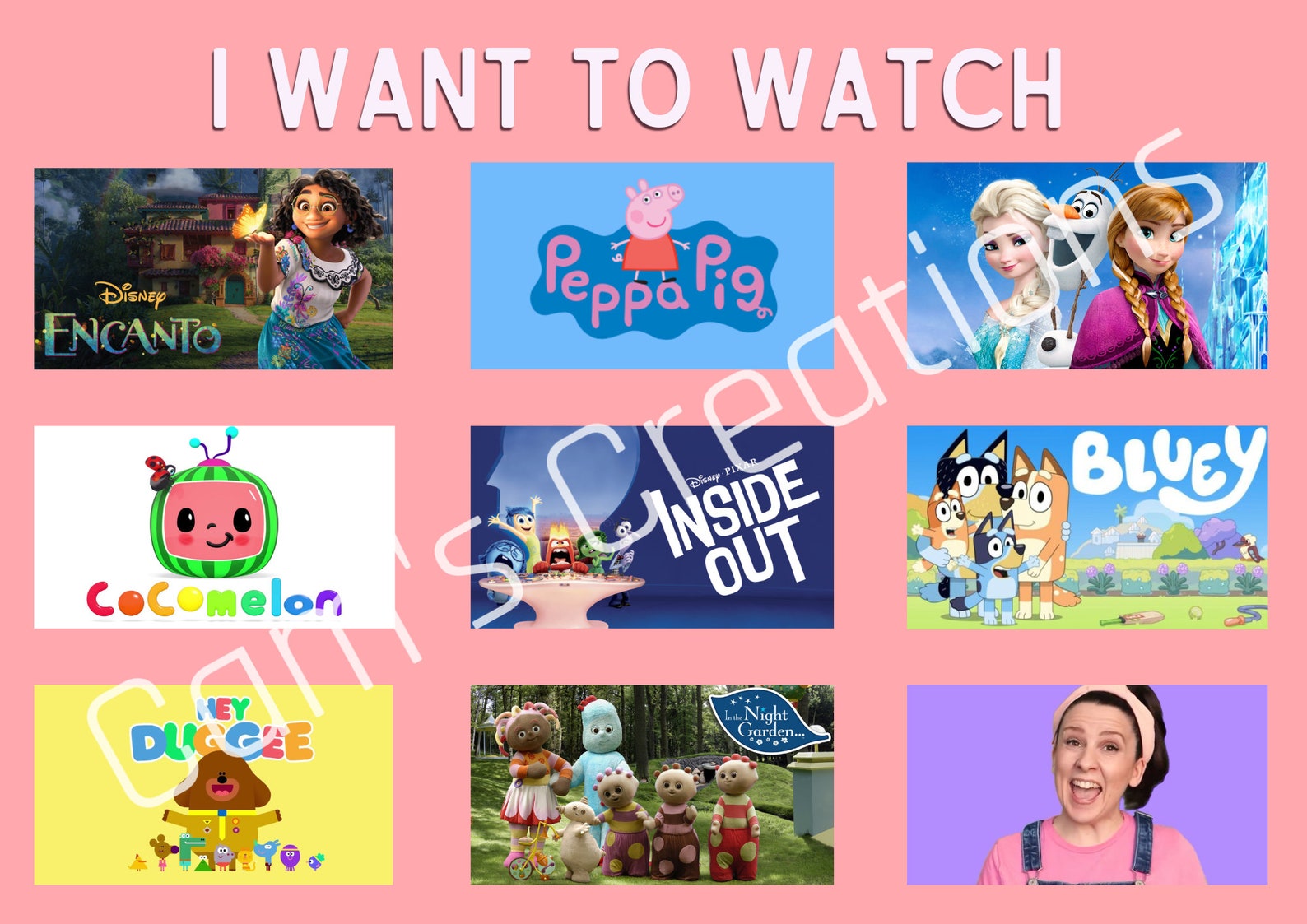 I Want to Watch Choice Board - Etsy
