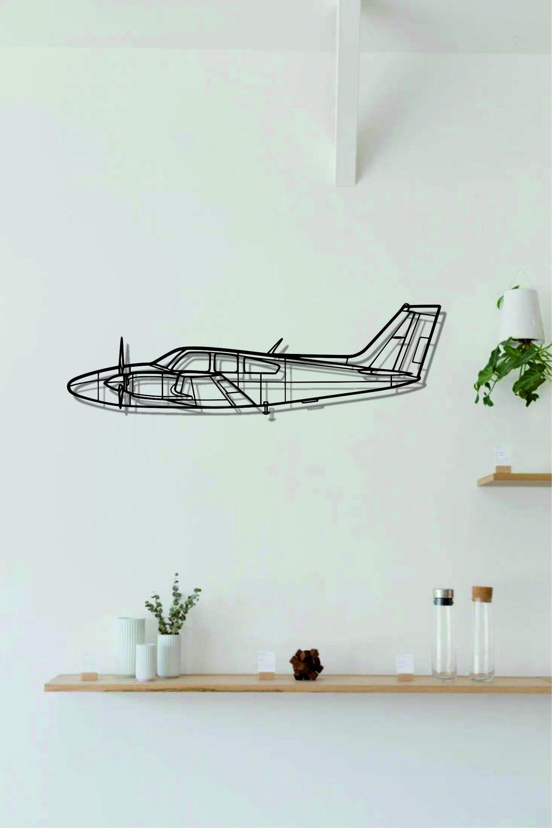 95-B55 Baron Aircraft Metal Wall Art | Airplanes Art | Metal Wall Art L ...
