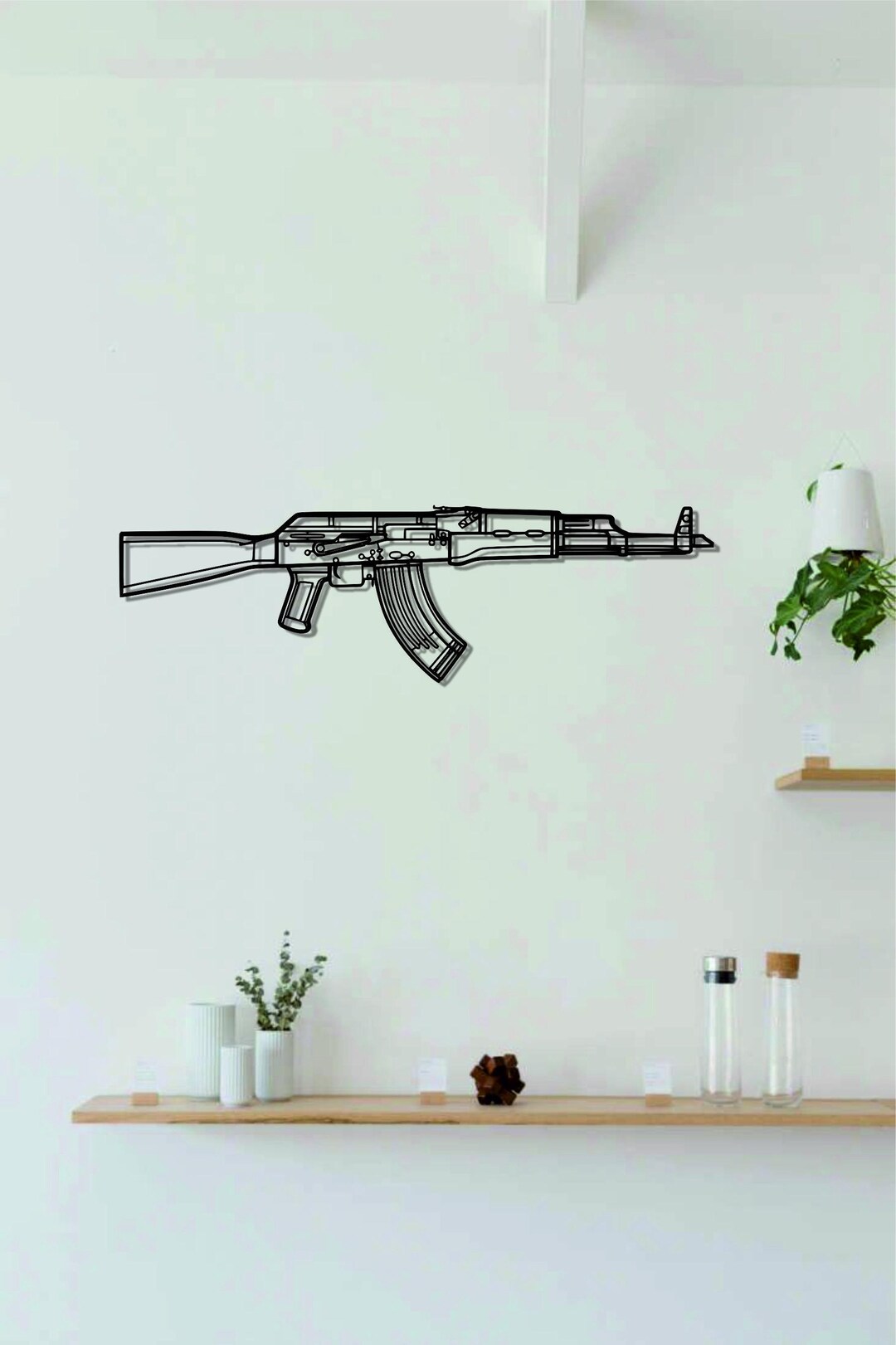 AK-47 Metal Wall Art L Machine Gun L Weapon L Firearm L Shotgun L Cephane L Home Decor L Metal ...