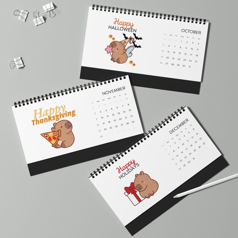 Cute Capybara Desktop Calendar (2025 Grid) - Etsy