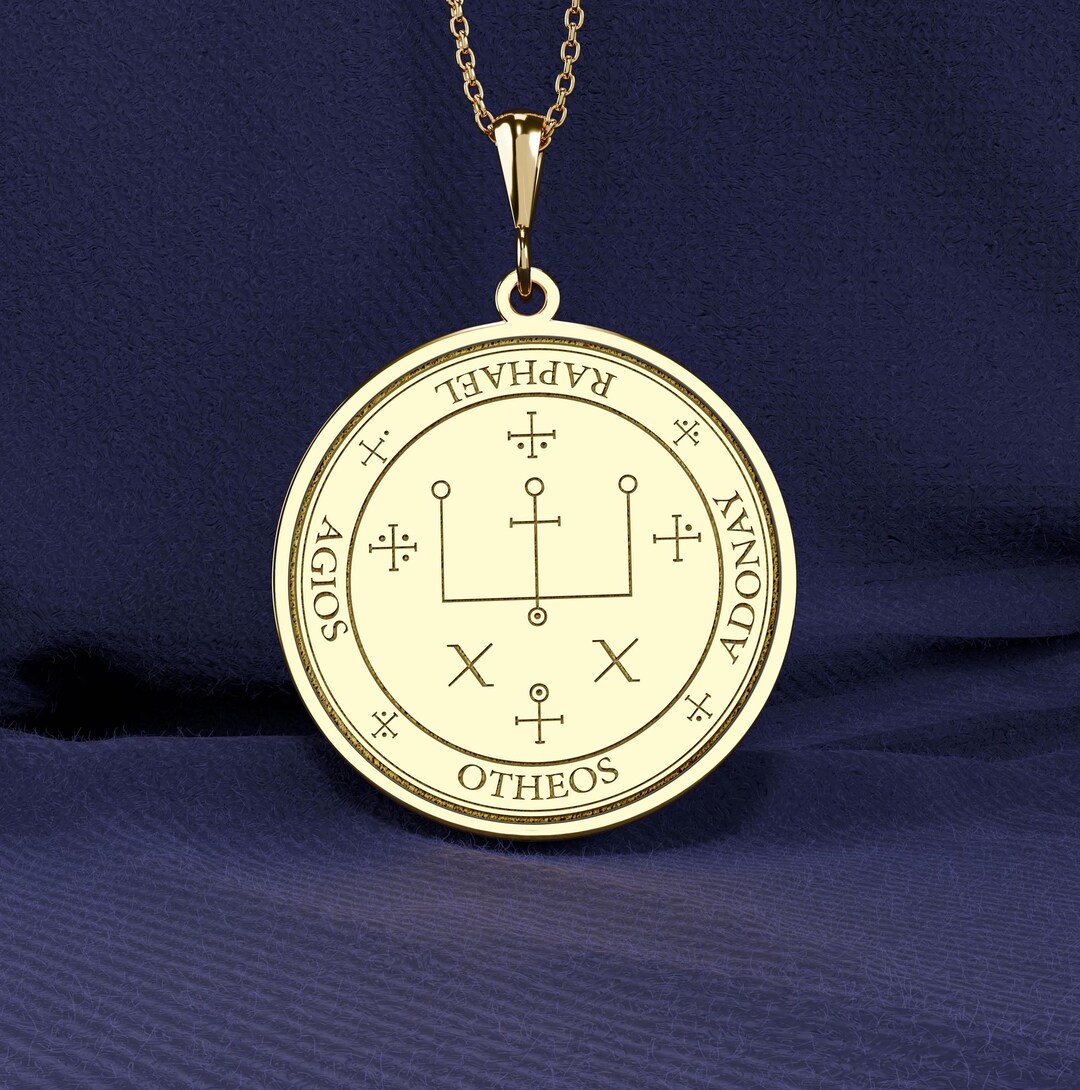 14K Gold Archangel Raphael Sigil Pendant - Angelic Healing Amulet -925K ...