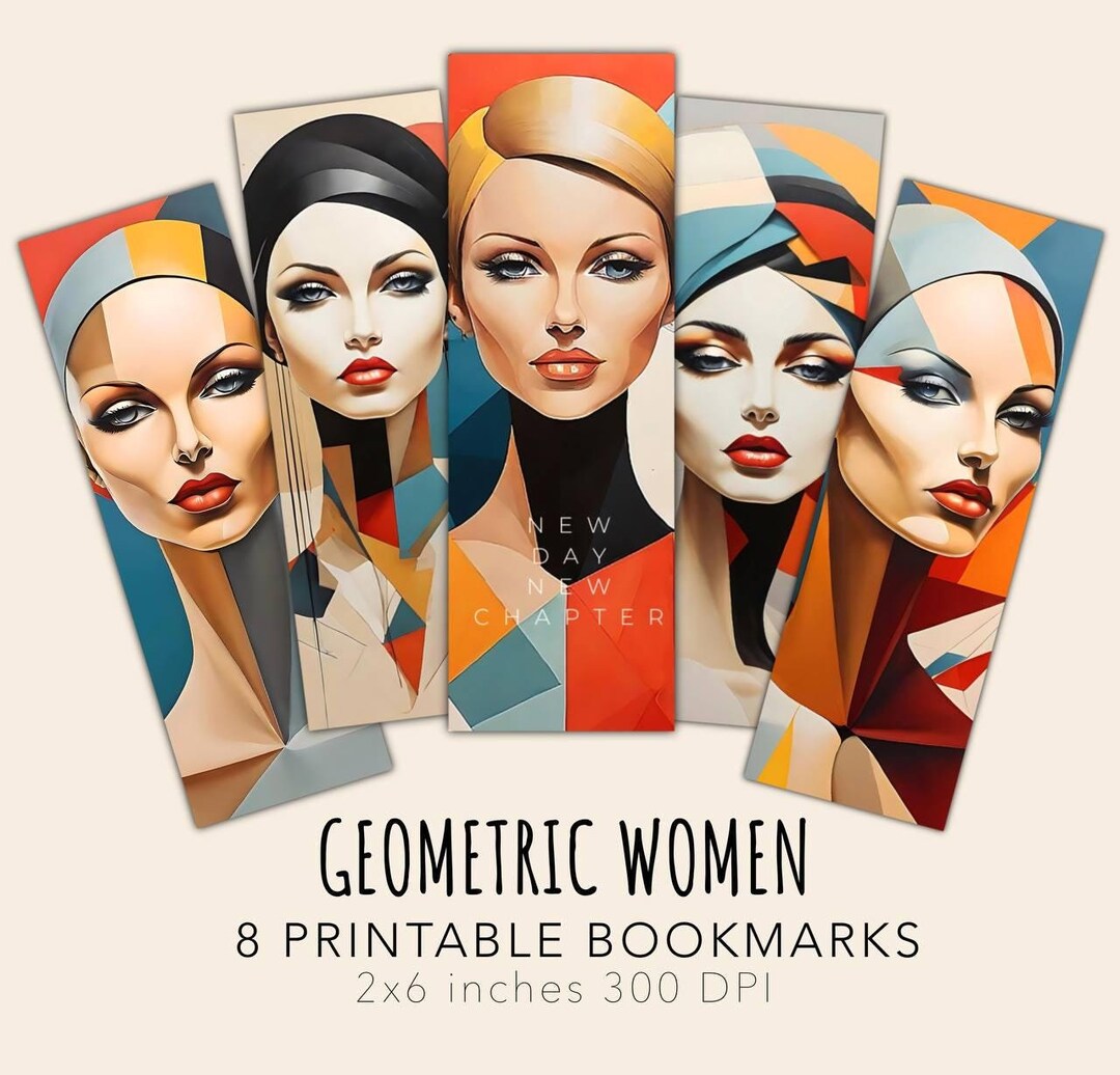 Stylish Printable Bookmark Collection Geometric Women, Perfect for ...