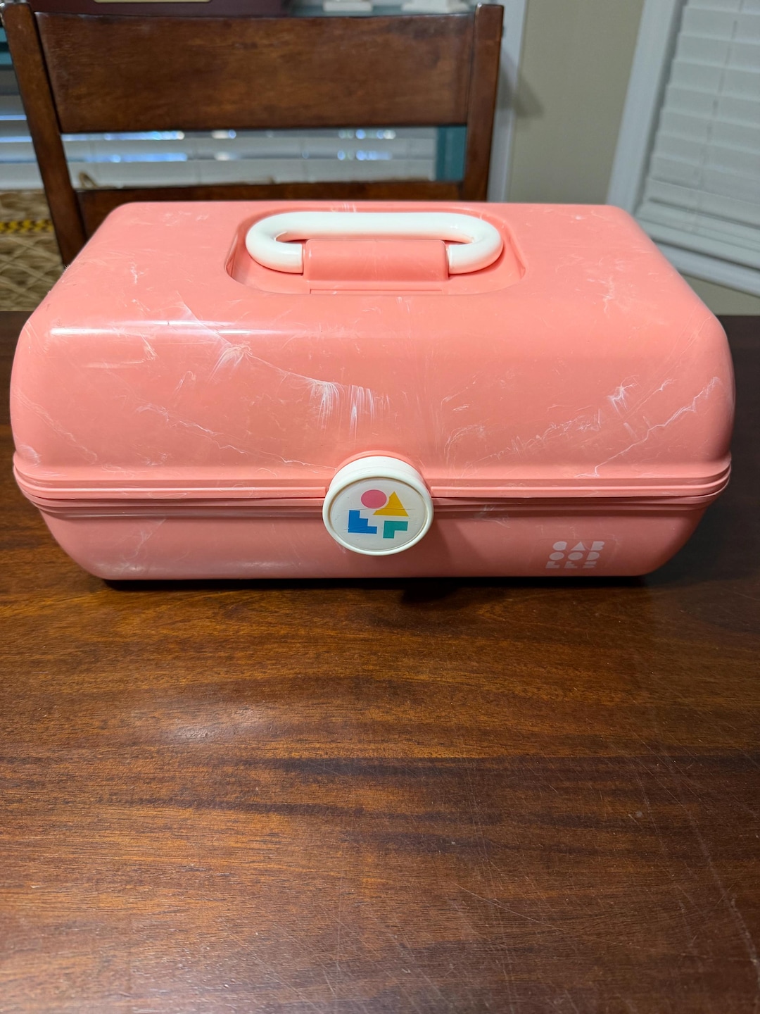 Vintage Caboodles Marbled Peach and White Make up Train Accessories ...
