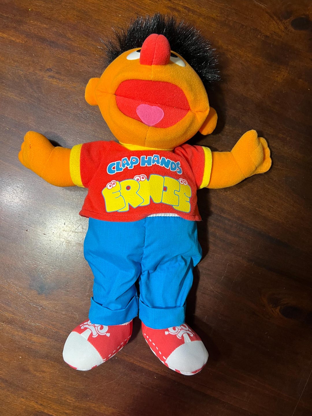 1998 Tyson Jim Henson Sesame Street Clap Hands Ernie 18" Plush Works ...