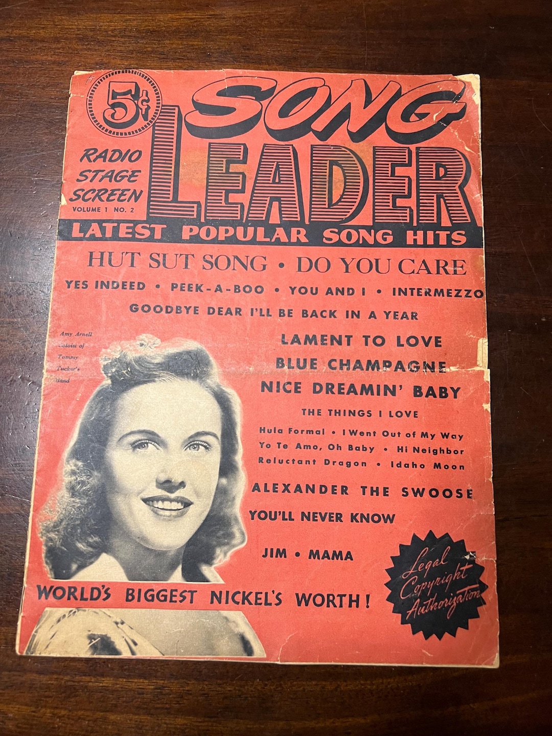Vintage Very Rare Song Leader Magazine/booklet Volume 1 Number 2 1941 D ...