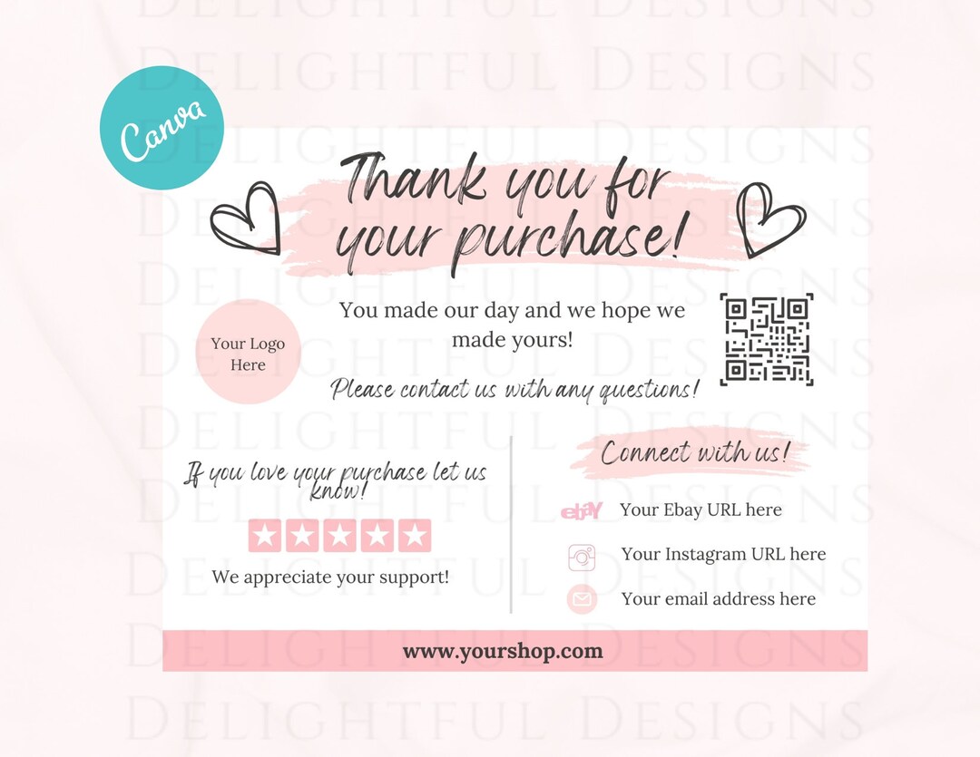 Ebay | Editable in CANVA | Business Thank You Card Template | Modern ...