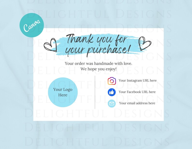 Business Thank You Insert Card Template | Editable in CANVA| Modern ...