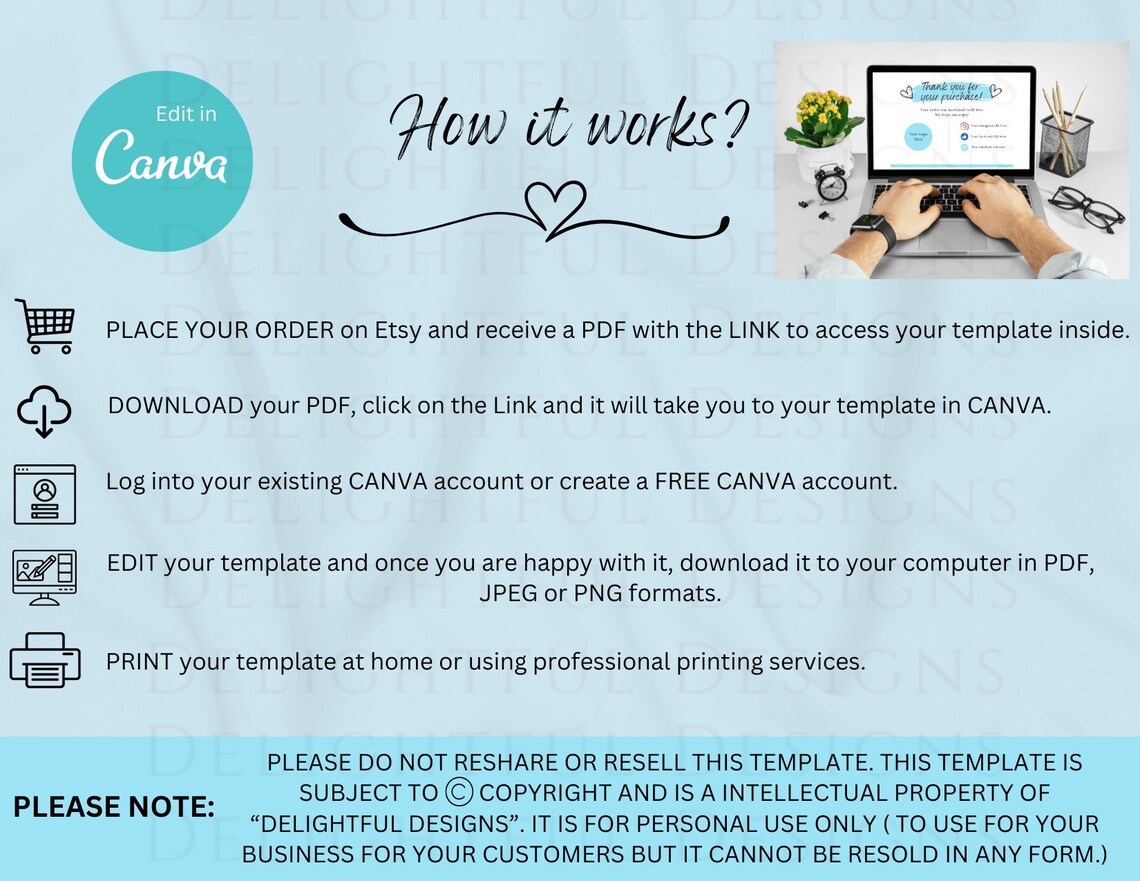 Business Thank You Insert Card Template | Editable in CANVA| Modern ...