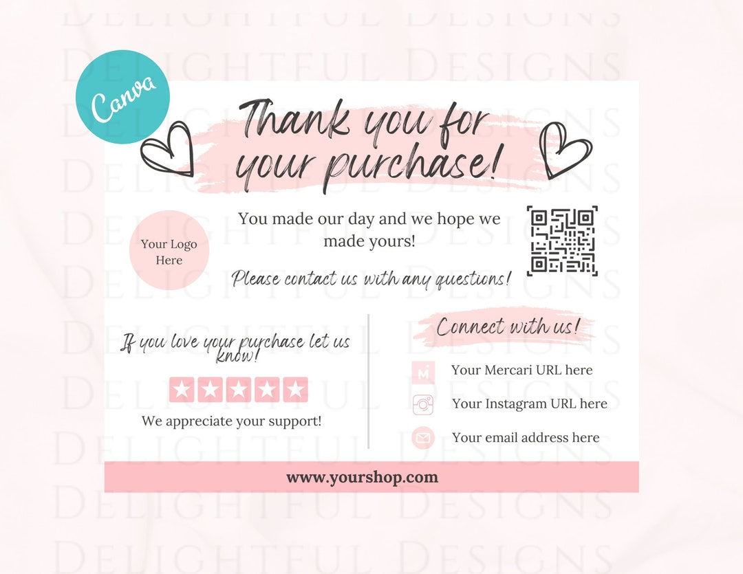 Mercari | Editable in CANVA | Business Thank You Card Template | Modern ...