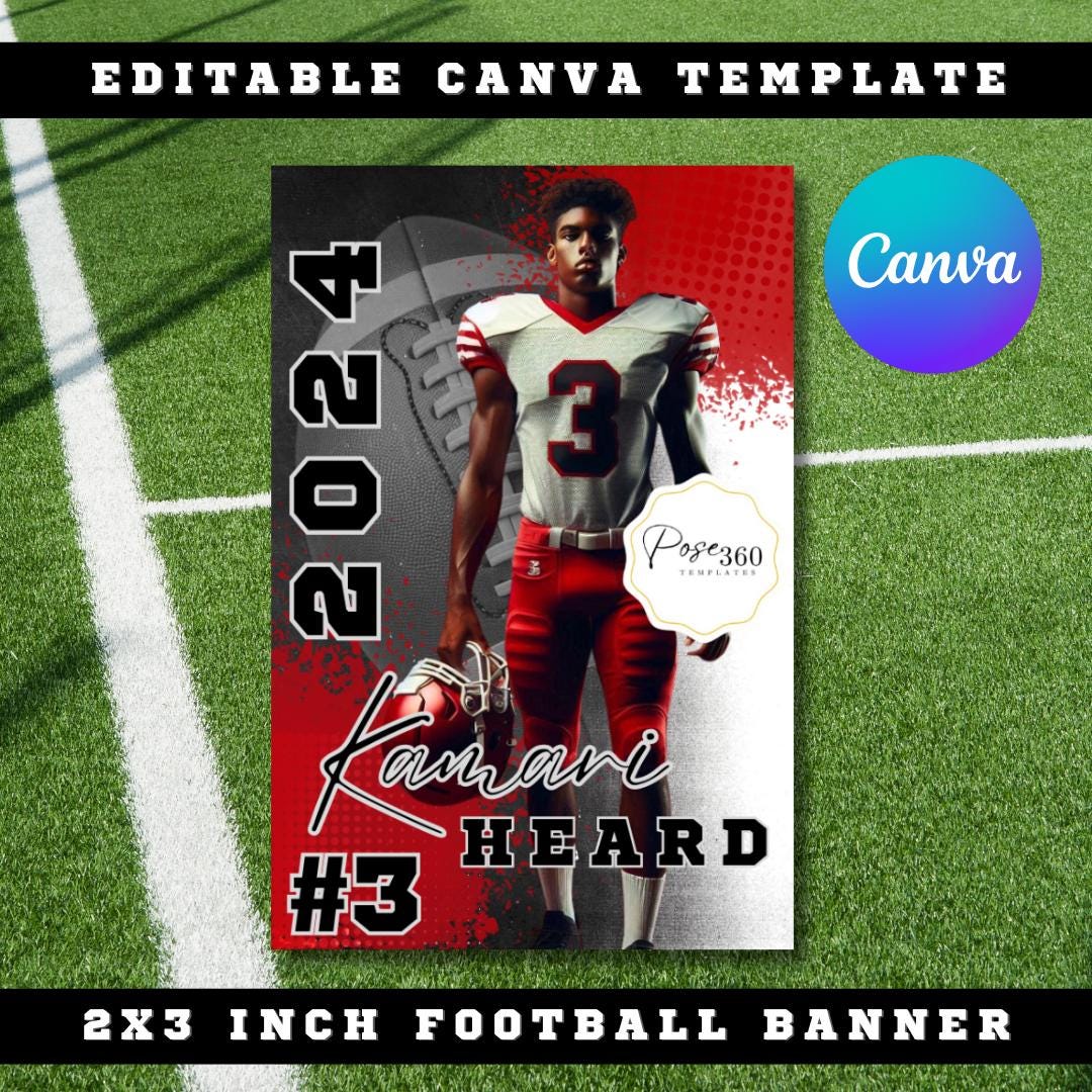 Customizable 2x3in Football Sports Banner Template | Personalized ...