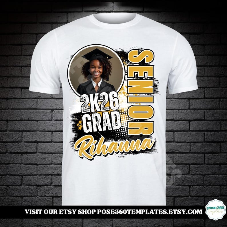 2026 Grad T-shirt Template: Black & Gold Canva Design - Etsy