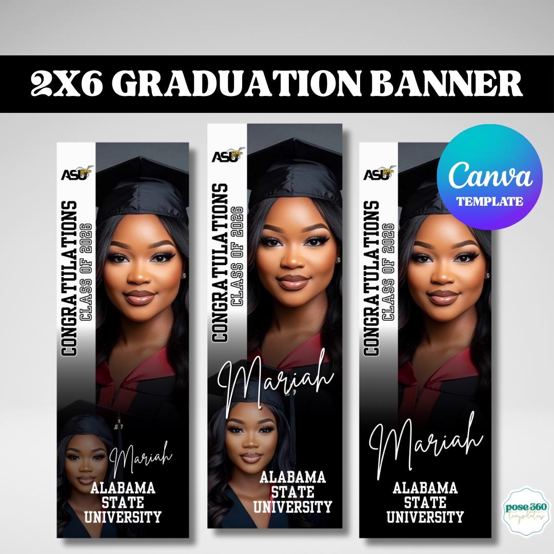 Graduation Banner Template Class of 2026 2x6ft DIY Grad Party Decor ...