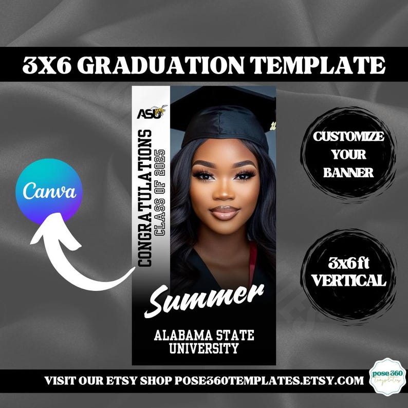 Graduation Banner Template 3x6ft: Editable Canva Design (PDF) - Etsy