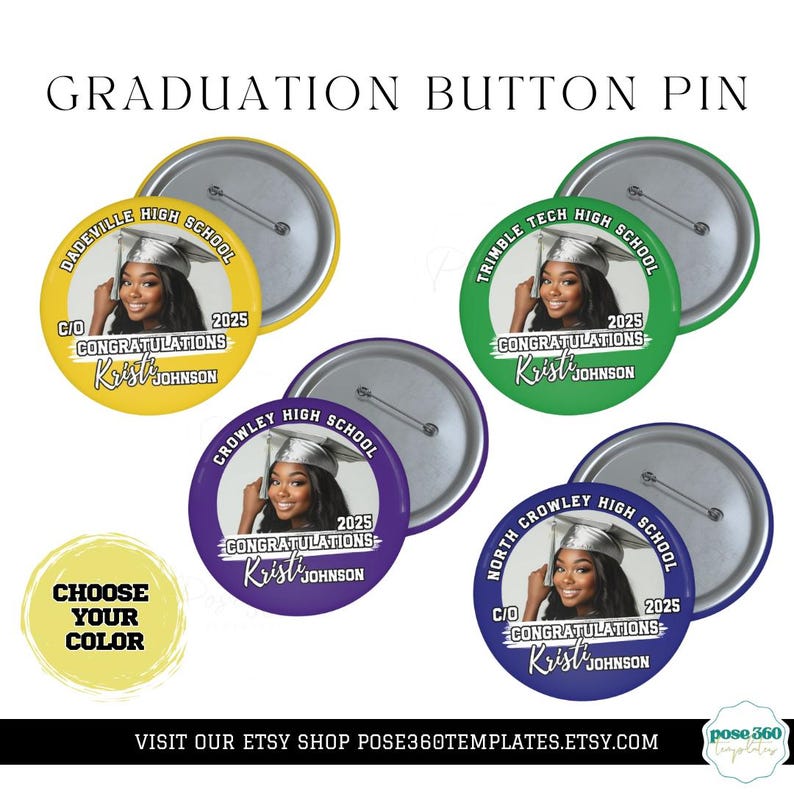 Blue Class of 2025 Graduation Pin Buttons, Personalized Grad Pins ...