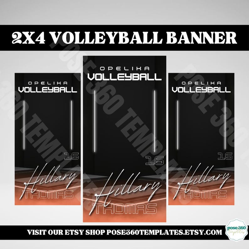 Neon Volleyball Banner Template: Editable Team Sign, Game Day Decor ...