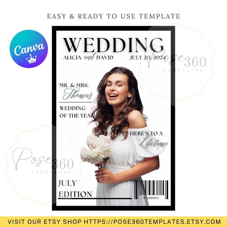 Wedding Magazine Photo Booth Template: Customizable Keepsake (canva Pro ...