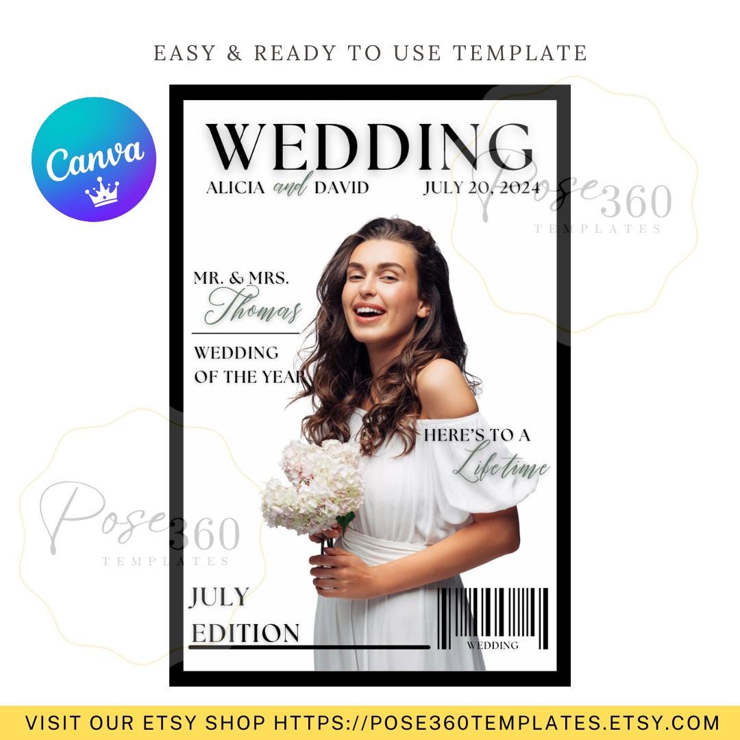 Wedding Magazine Photo Booth Template: Customizable Keepsake (canva Pro ...