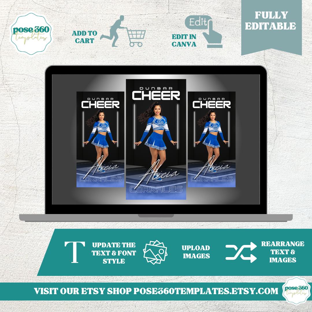 Neon Cheer Banner Template: Editable Sports Team Sign (2x4 Printable ...