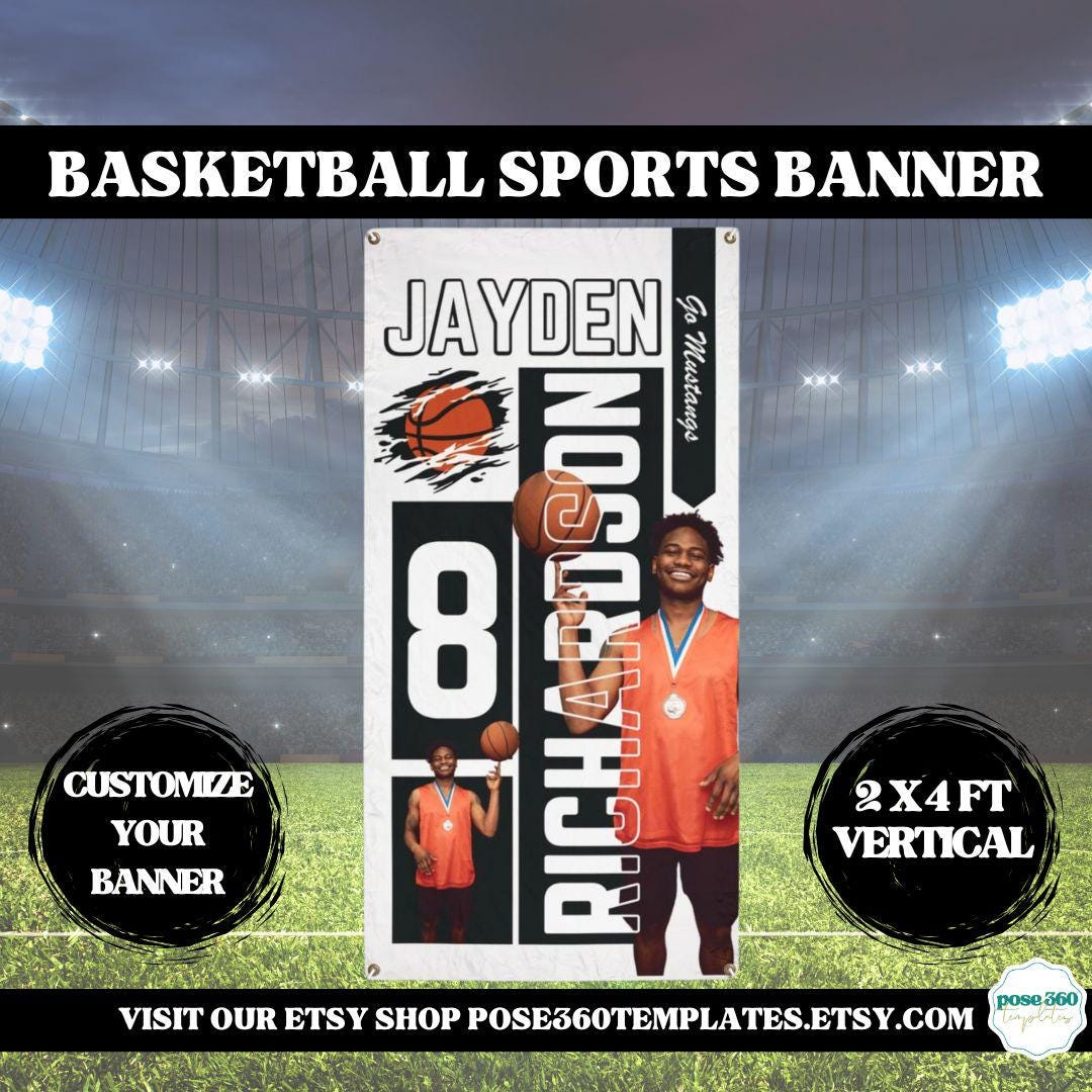 Personalized Basketball Vinyl Banner: Custom Team Sports Decor (2x4 Ft ...