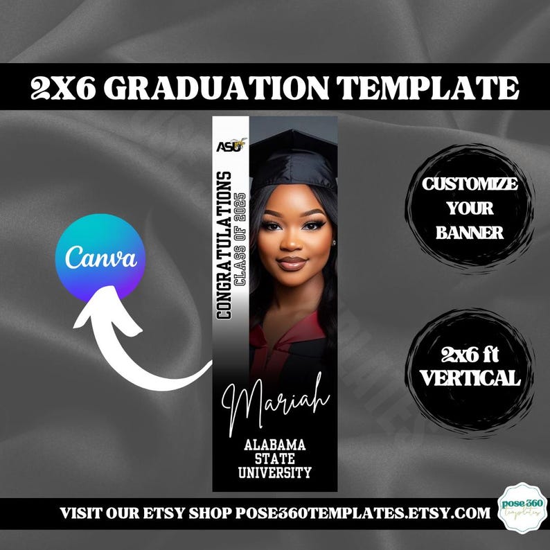 Graduation Banner Template 2x6ft: Editable Canva Design (printable) - Etsy