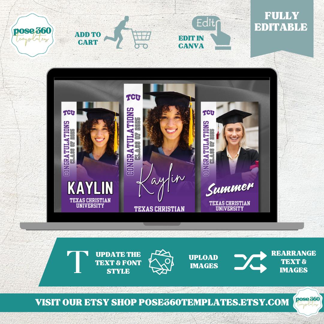 Purple Graduation Banner Template 2x4ft: Editable Canva Design (digital ...
