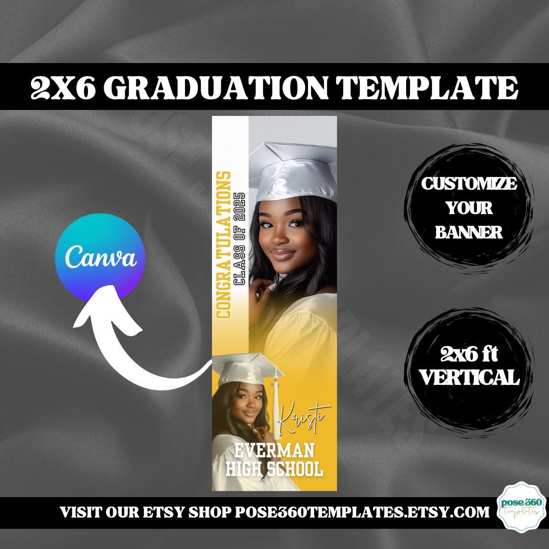 Personalized Graduation Banner Template: 2x6 Ft, Editable Canva Design ...