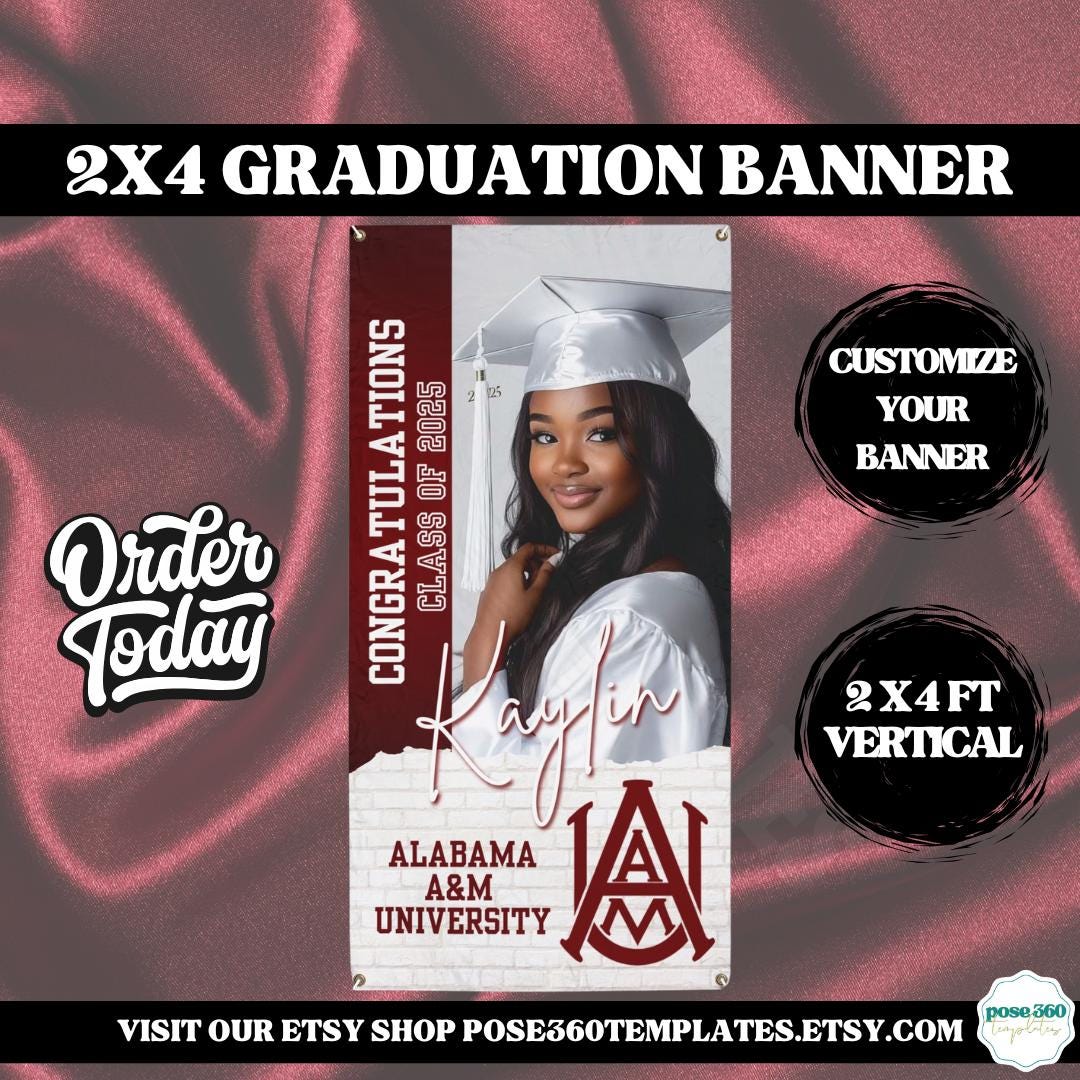 Custom Graduation Banner 2x4ft | Personalized Vinyl Banner for College ...