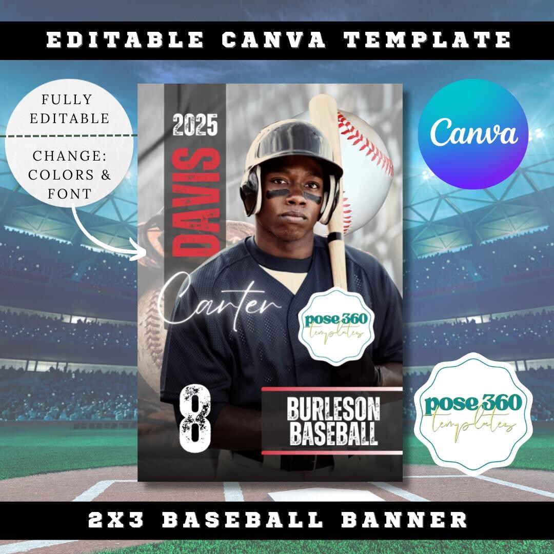Editable Baseball Banner Template: Custom Team Design (canva) - Etsy