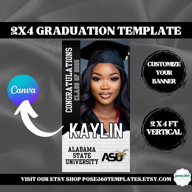Graduation Banner Template 2x4ft: Editable Canva Design (printable) - Etsy