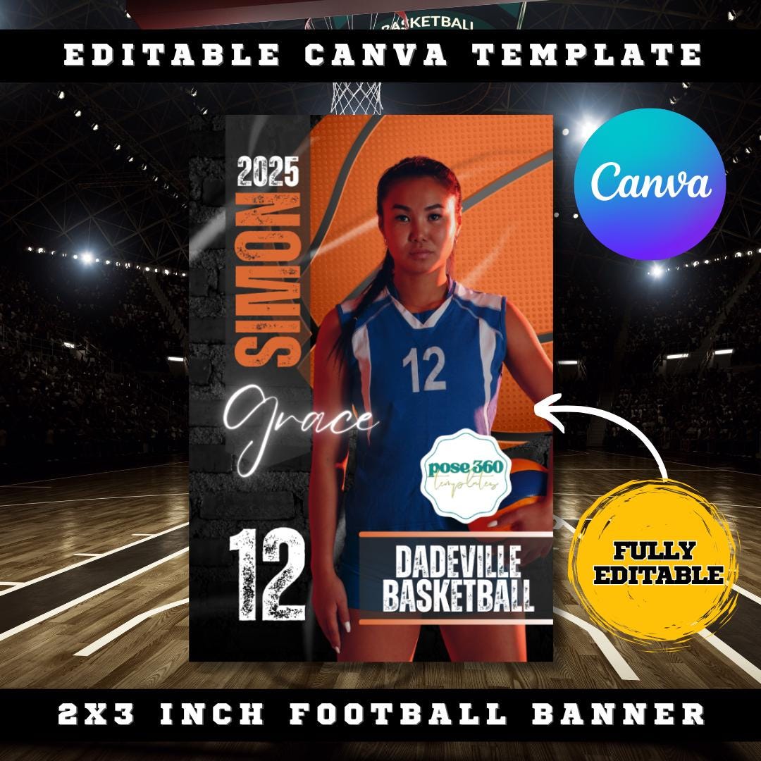 Basketball Banner Template: Customizable Sports Design (canva, 2x3 Inch ...
