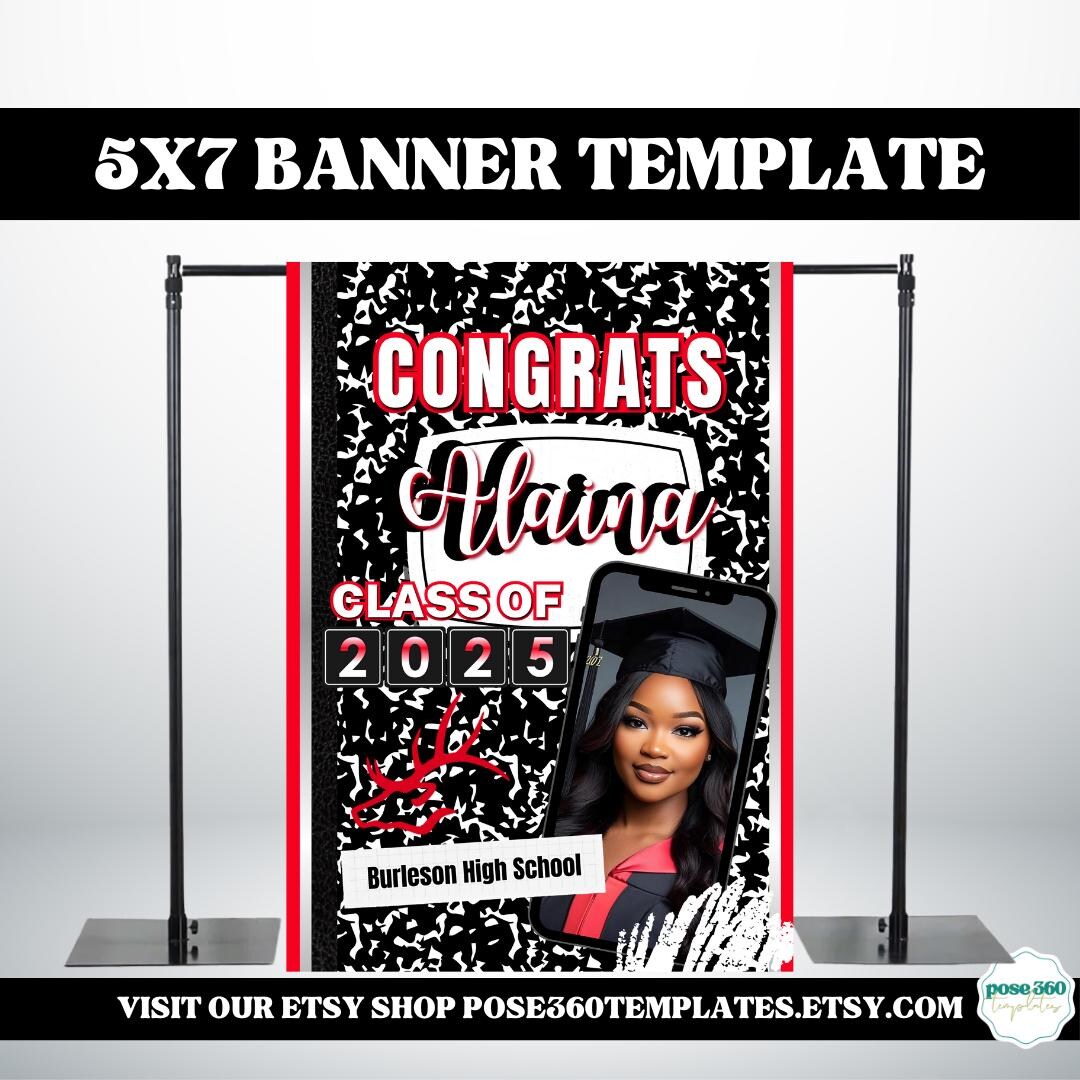 Composition Notebook Graduation Banner: Editable 5x7 Canva Template - Etsy