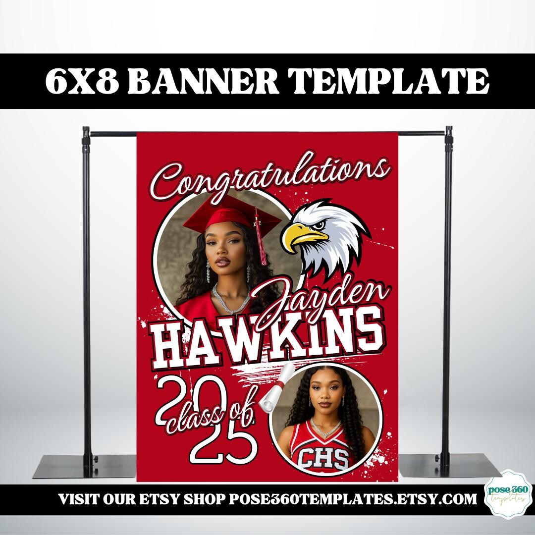 Custom Graduation Banner Template: Class of 2025 (6x8, Editable Canva ...