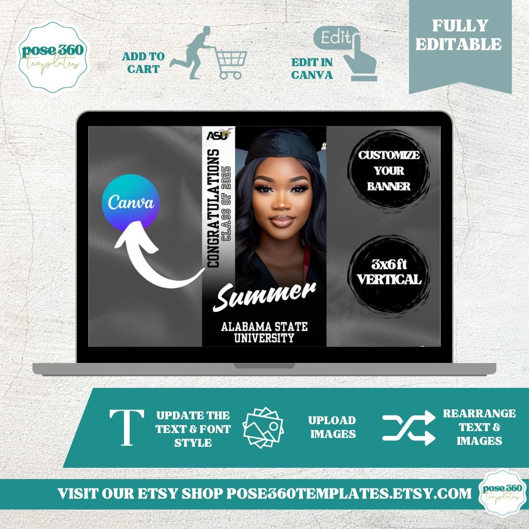 Graduation Banner Template 3x6ft: Editable Canva Design (PDF) - Etsy