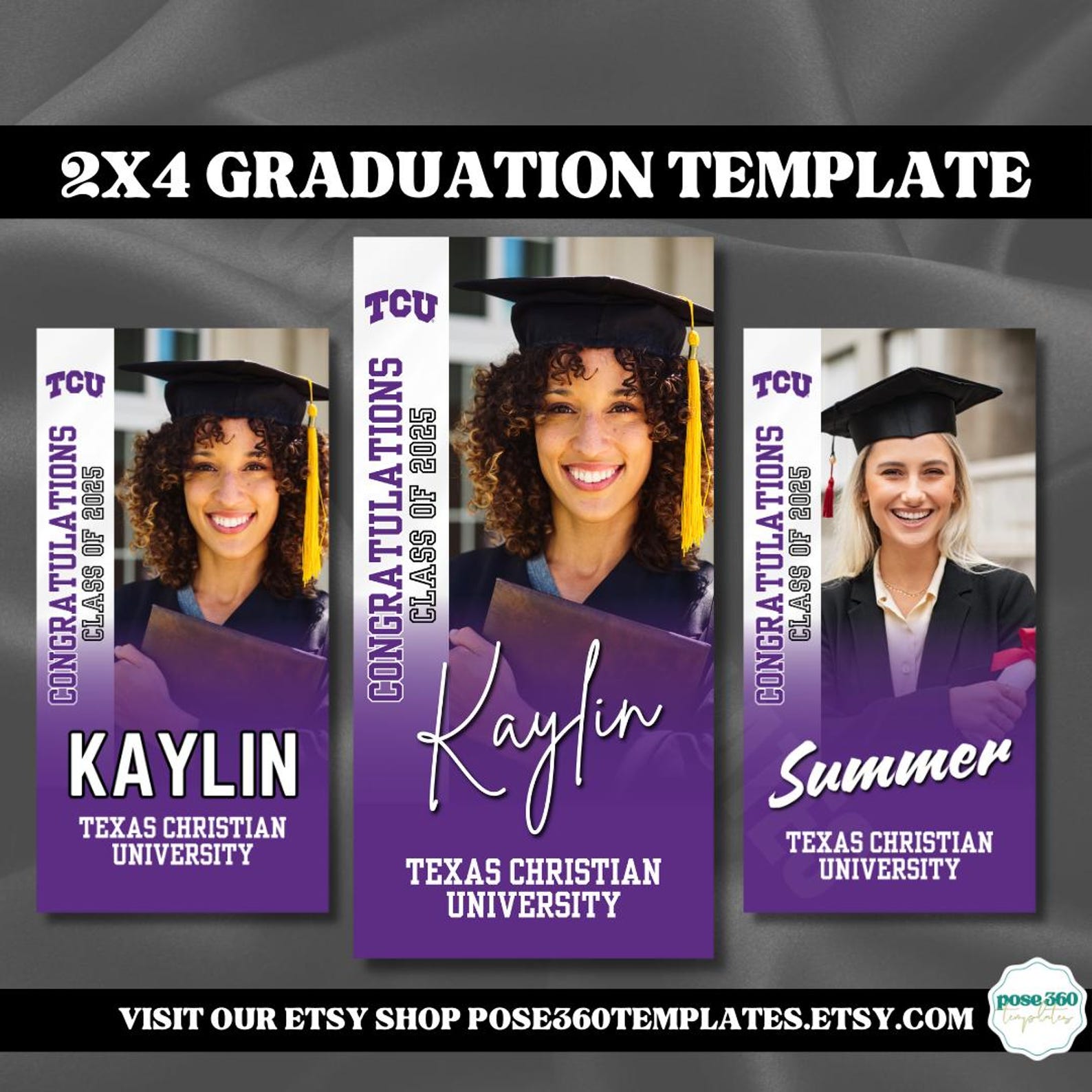 Purple Graduation Banner Template 2x4ft: Editable Canva Design (digital ...