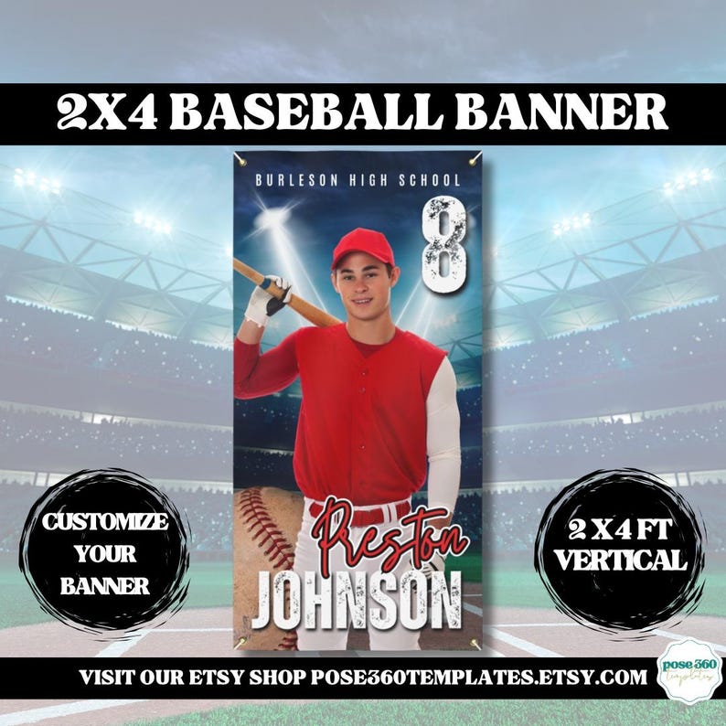 Personalized Baseball Team Banner: Custom Matte Vinyl 2x4 - Etsy