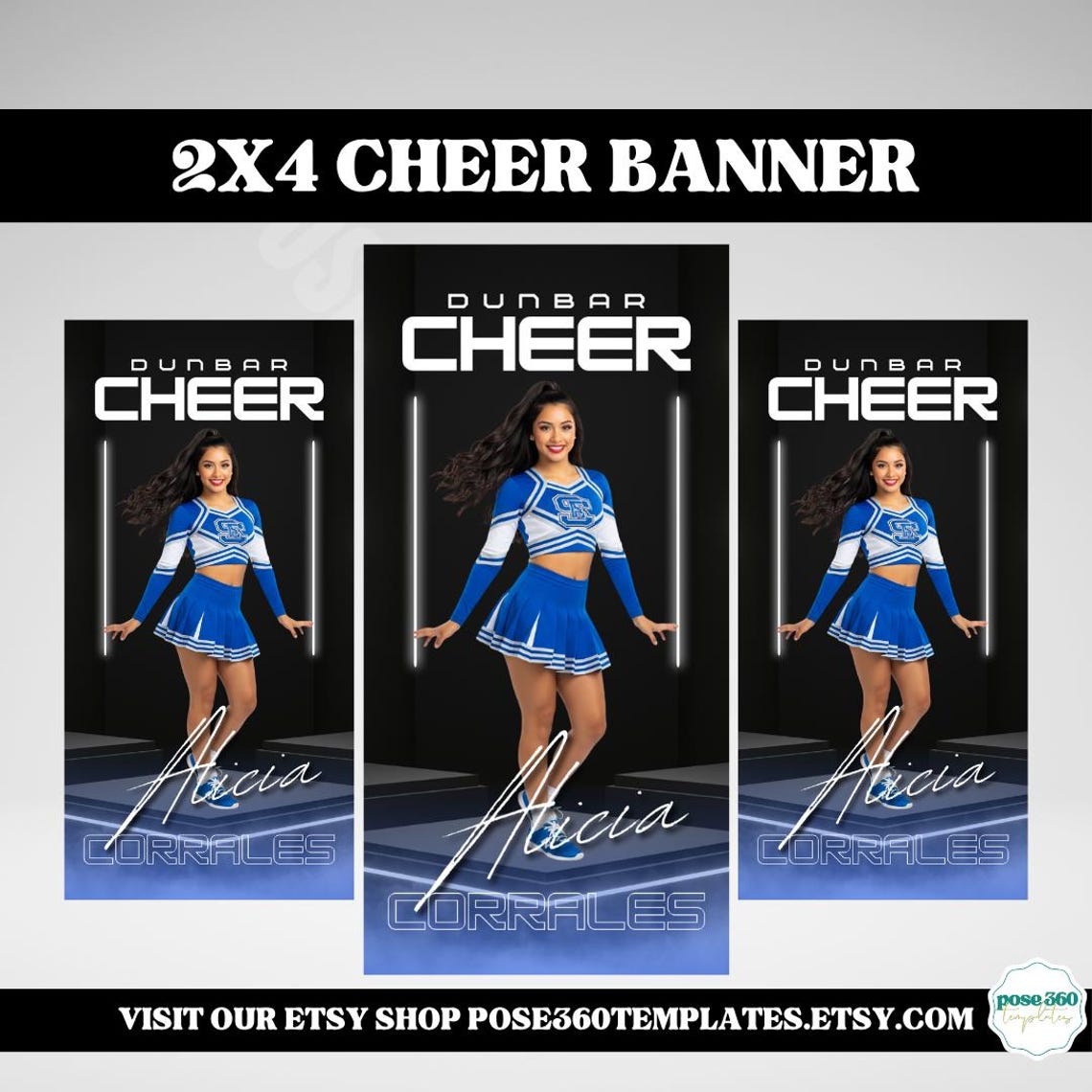 Neon Cheer Banner Template: Editable Sports Team Sign (2x4 Printable ...