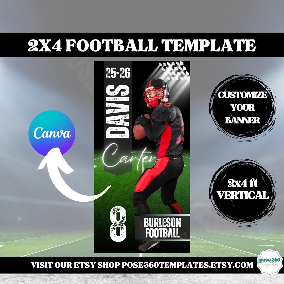 Editable Football Banner Template: Custom Team Sign, Senior Night (2x4 ...