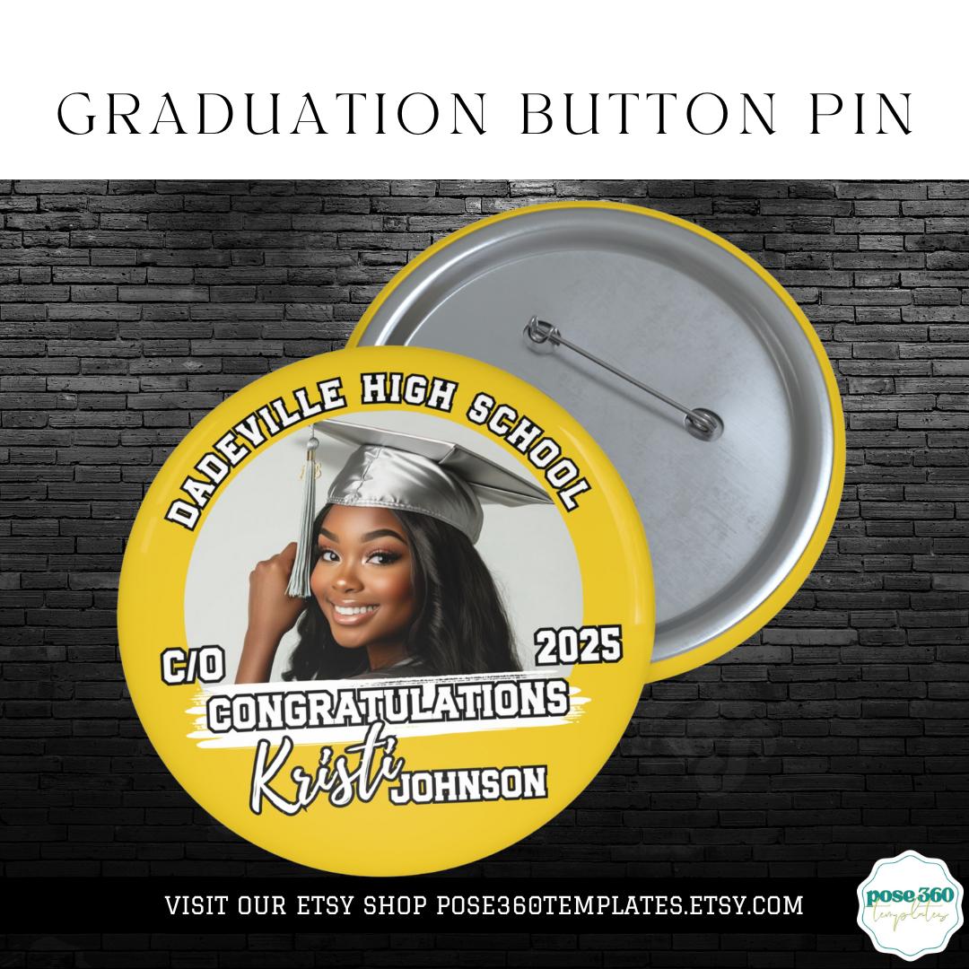Blue Class of 2025 Graduation Pin Buttons, Personalized Grad Pins ...