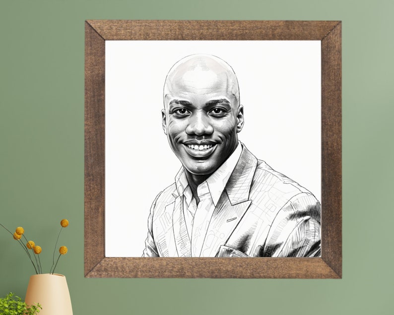 Custom Drawing Wood Frame Portrait, Printed Sketch From Photo, Family ...