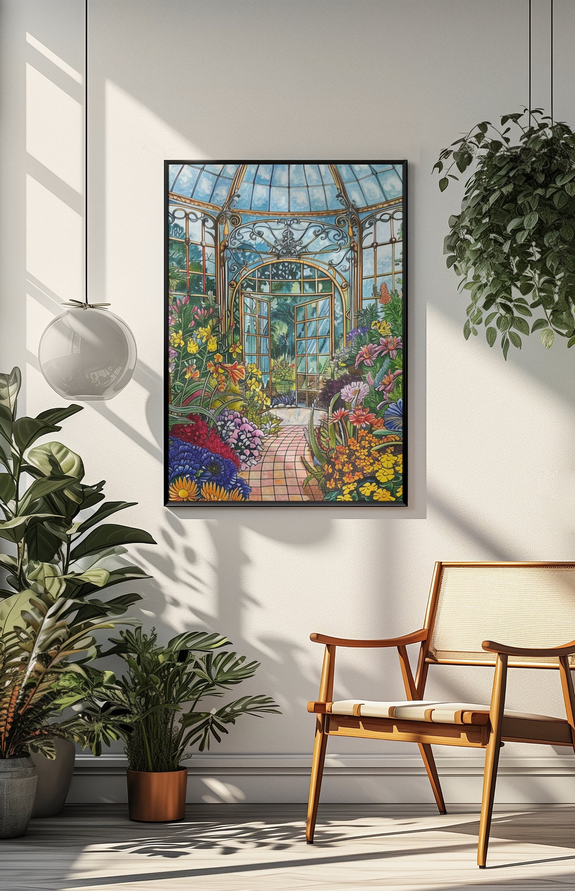 Floral Garden Dome Artwork, Botanical Conservatory Poster, Vintage ...