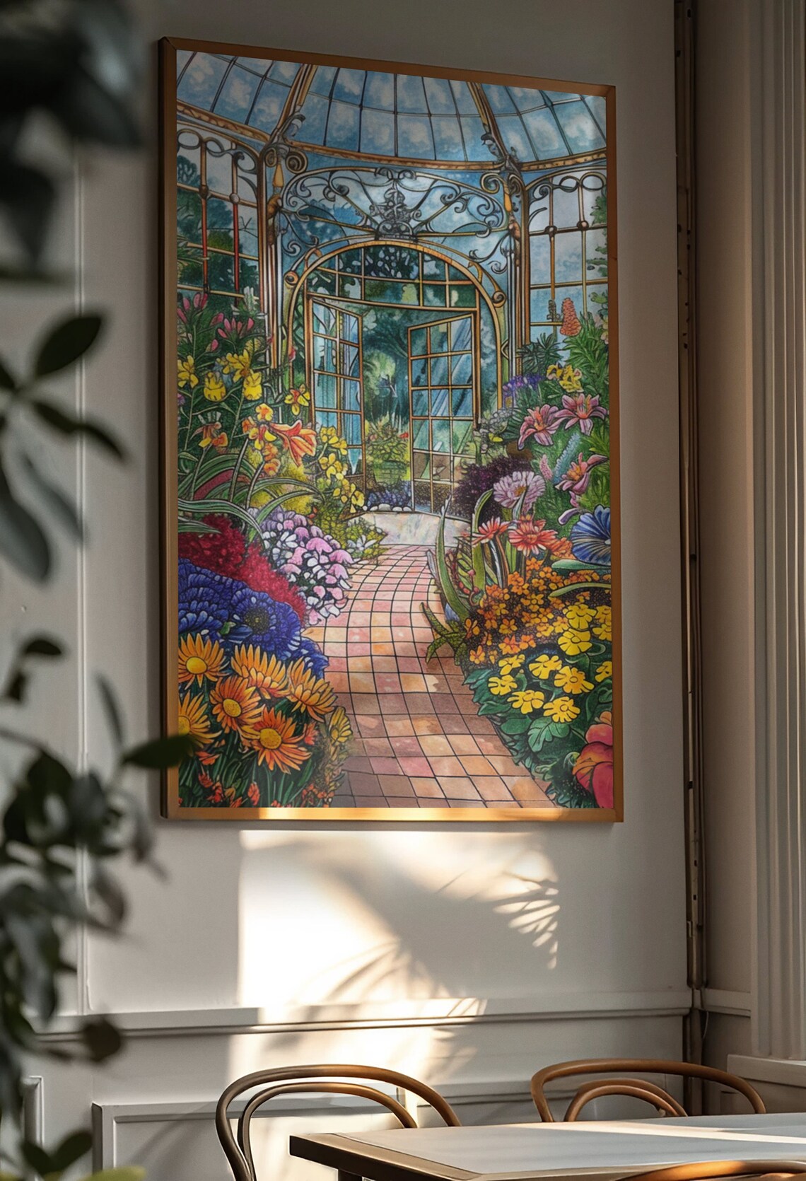 Floral Garden Dome Artwork, Botanical Conservatory Poster, Vintage ...