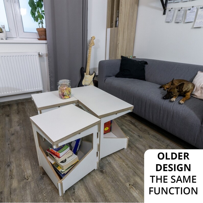 Stool and Coffee Table With Storage Space Vector Files Side Table Box ...