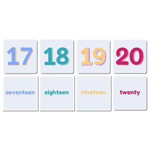 1-20 Number Flashcards Printable Counting Numbers Flash Cards for ...