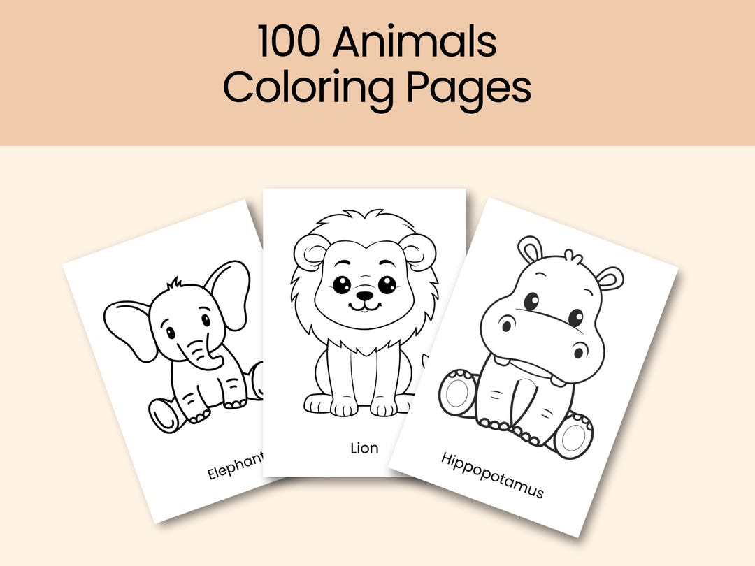 100 Animals Coloring Pages for Toddlers Colouring Book for Kids ...